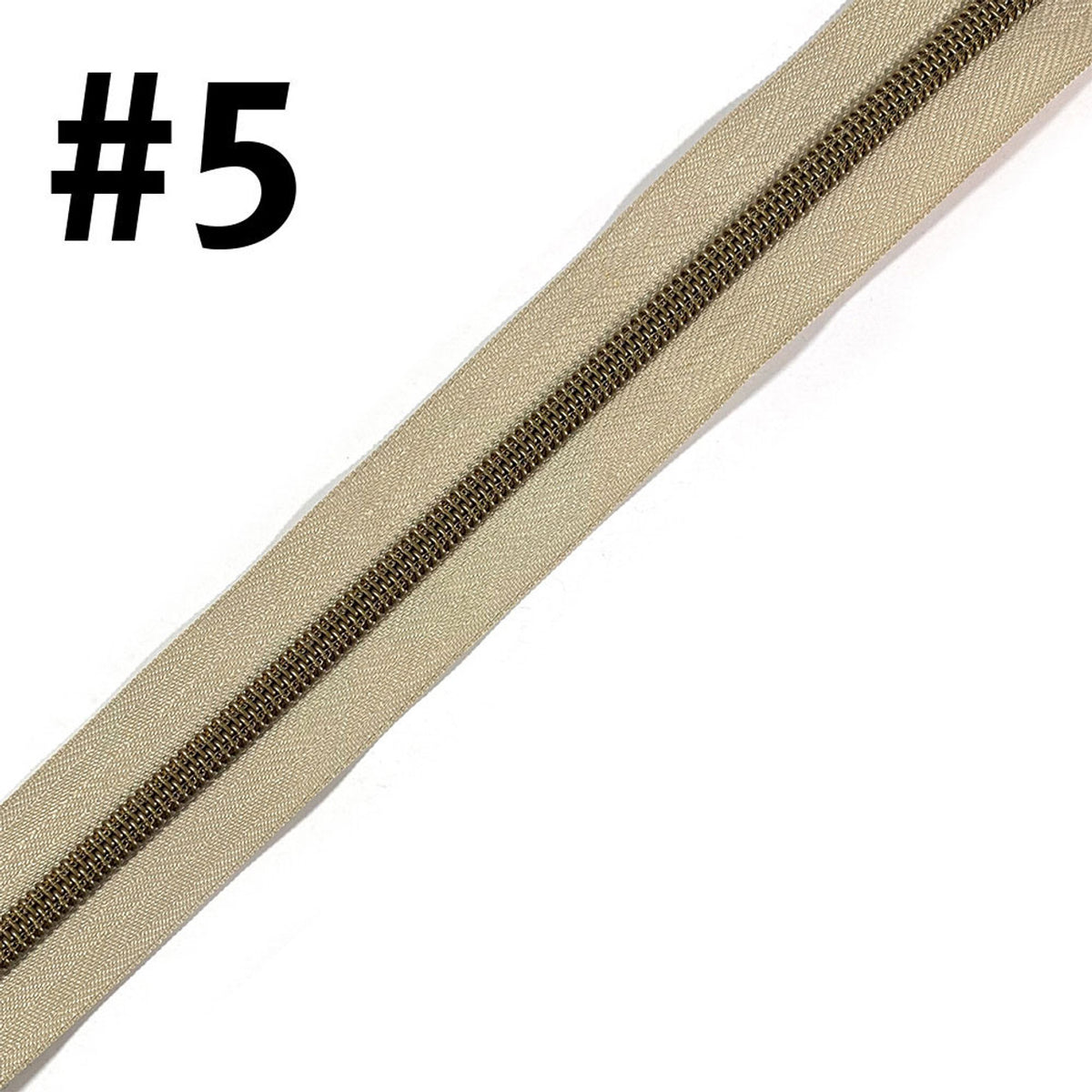 VOODOO ZIPPER TAPE 3M (NO PULLS) NATURAL WITH ANTIQUE BRASS TEETH ...